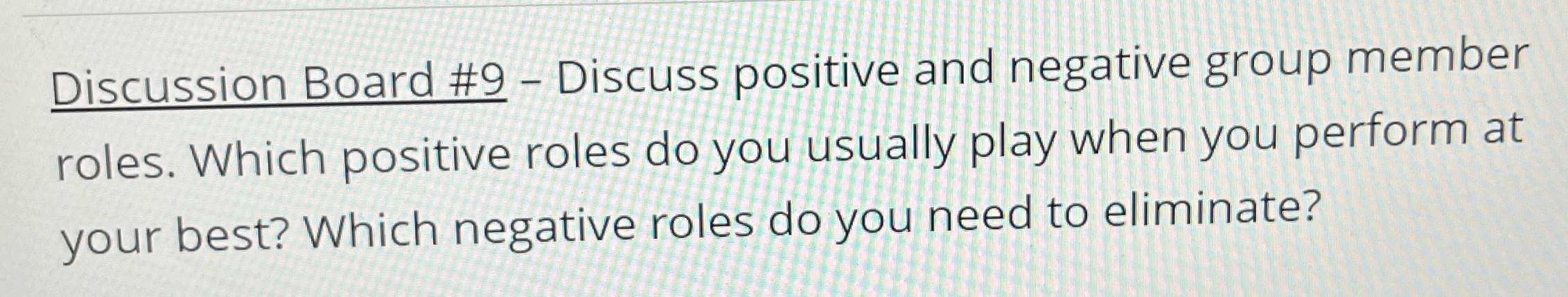 Solved Discussion Board #9 - ﻿Discuss positive and negative | Chegg.com