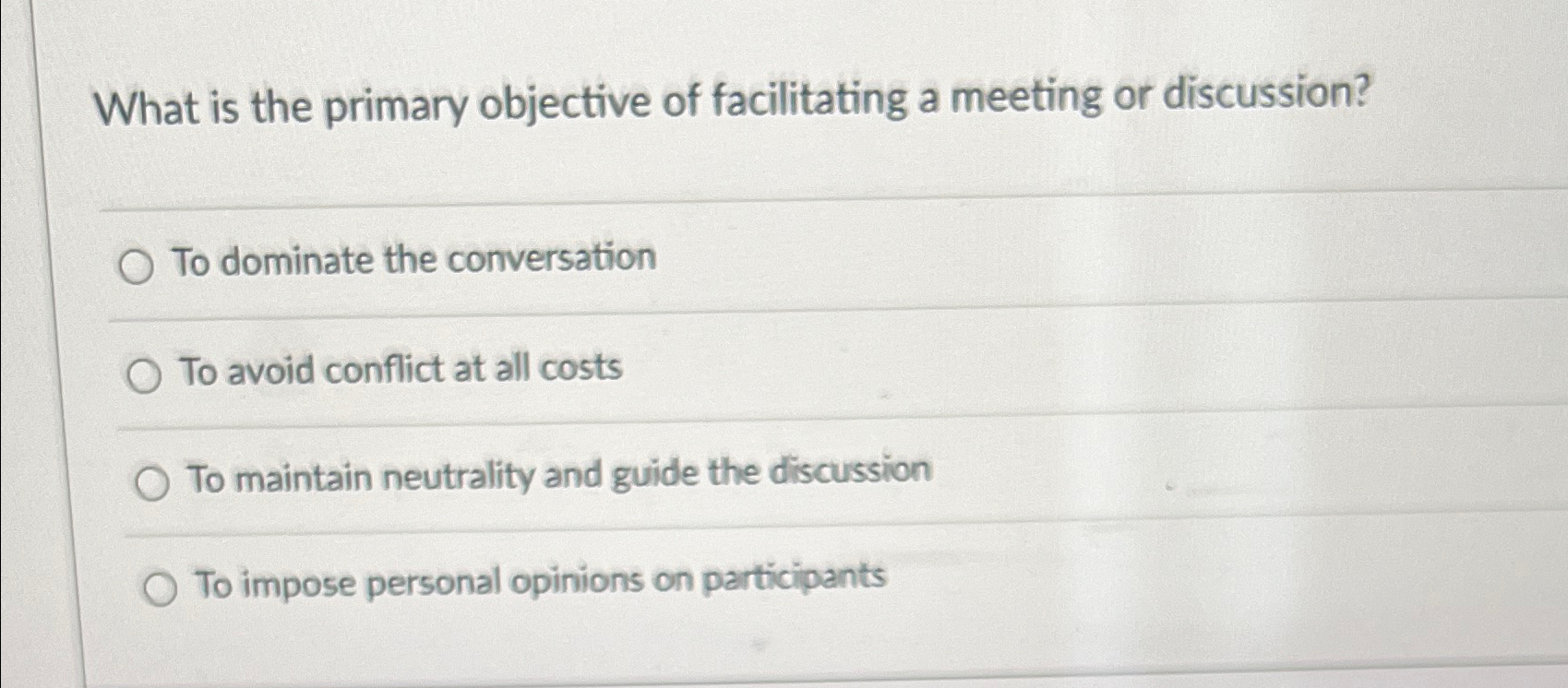 Solved What is the primary objective of facilitating a | Chegg.com