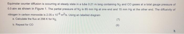 Equimolar counter diffusion is occurring at steady | Chegg.com