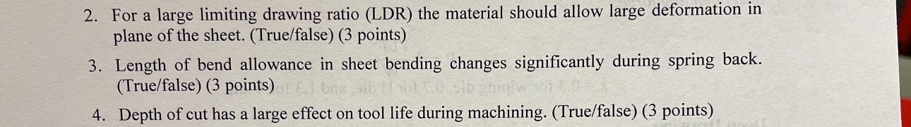 Solved For a large limiting drawing ratio (LDR) ﻿the | Chegg.com
