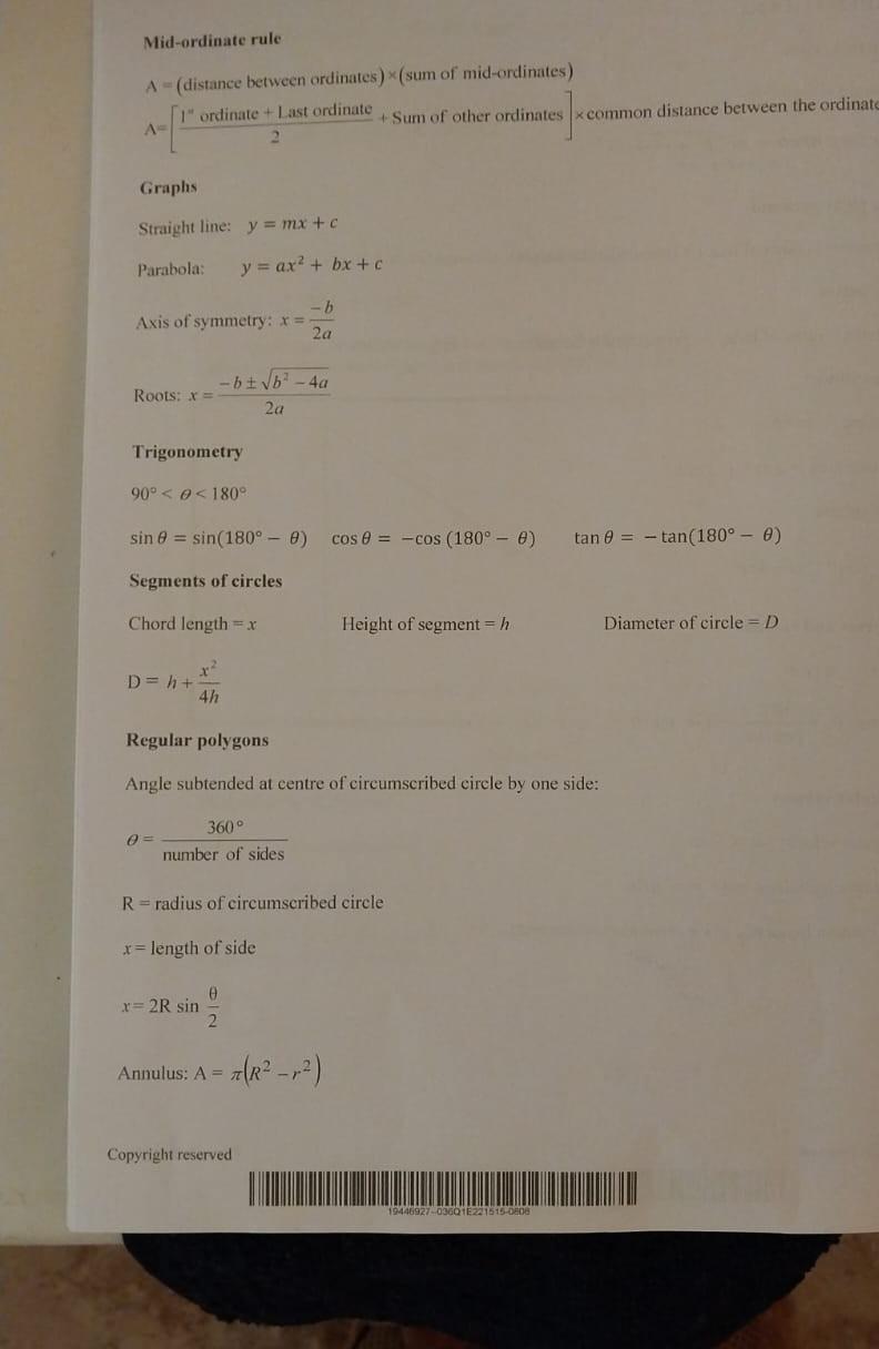 Solved Mid-ordinate rule A= (distance between ordinates )×( | Chegg.com