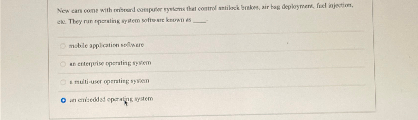 Solved New cars come with onboard computer systems that | Chegg.com