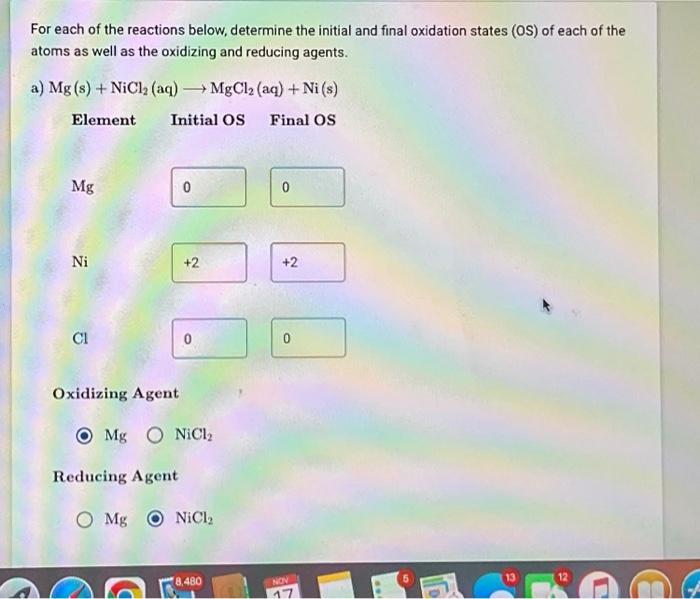Solved For each of the reactions below, determine the | Chegg.com