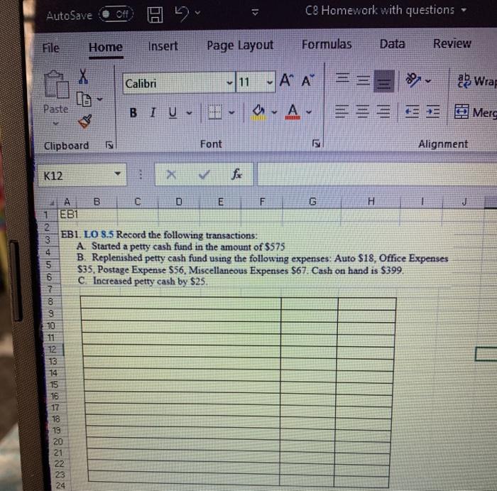 Solved AutoSave H C8 Homework with questions File Home | Chegg.com