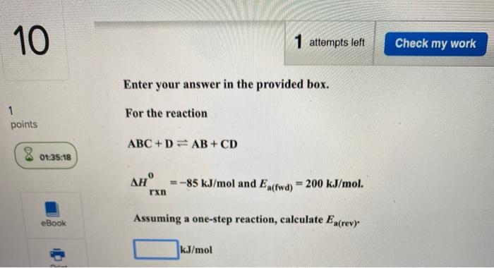 Solved 10 1 attempts left Check my work Enter your answer in | Chegg.com