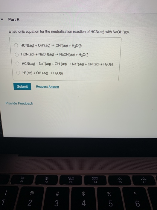 Solved Part A a net ionic equation for the neutralization | Chegg.com