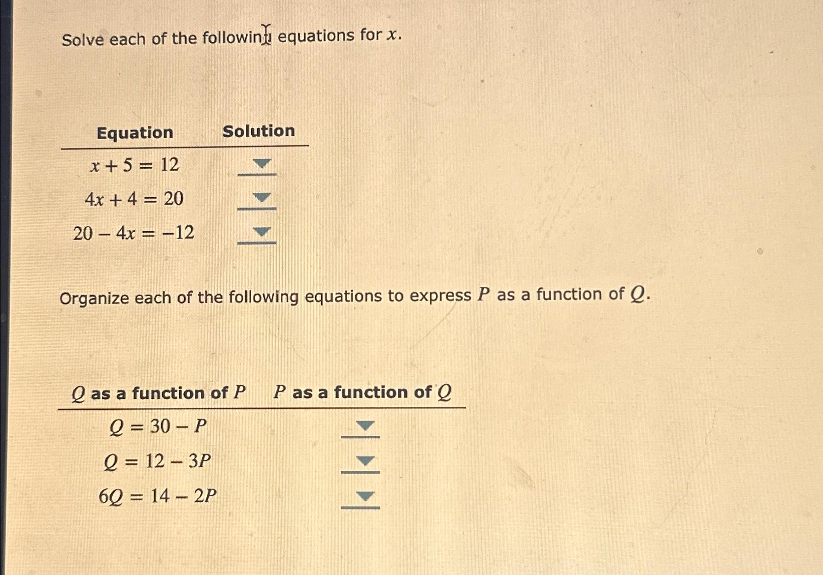 Solved Solve each of the followinfl equations for | Chegg.com