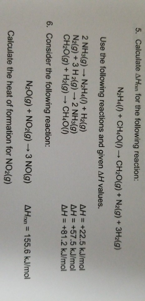 Solved 5. Calculate AHrxn for the following reaction: | Chegg.com