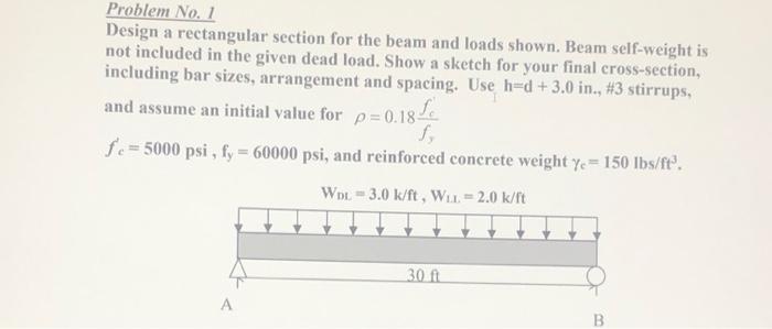Problem No. I Design a rectangular section for the | Chegg.com