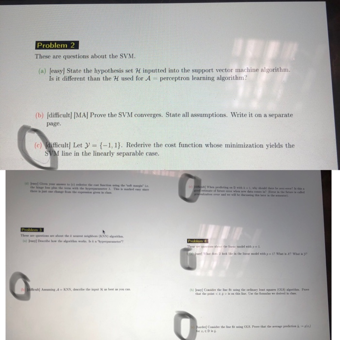 Problem 2 These are questions about the SVM. (a) | Chegg.com