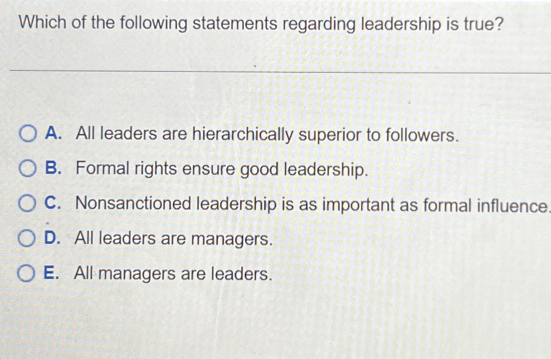 Solved Which of the following statements regarding | Chegg.com