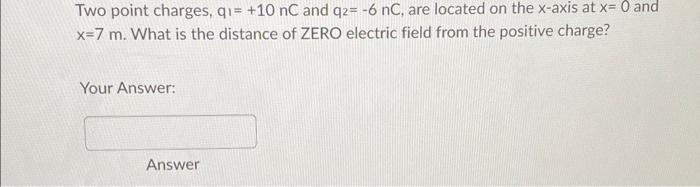 Solved Two point charges, q1=+10nC and q2=−6nC, are located | Chegg.com