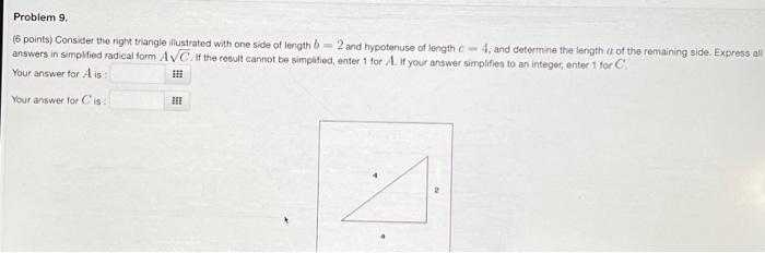 Solved (16 points) Consider the right triangle ilustrated | Chegg.com