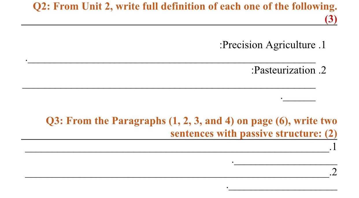 Q2: From Unit 2, ﻿write full definition of each one | Chegg.com