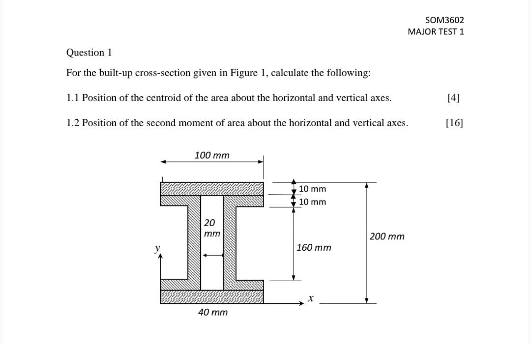 Question 1 For the built-up cross-section given in | Chegg.com