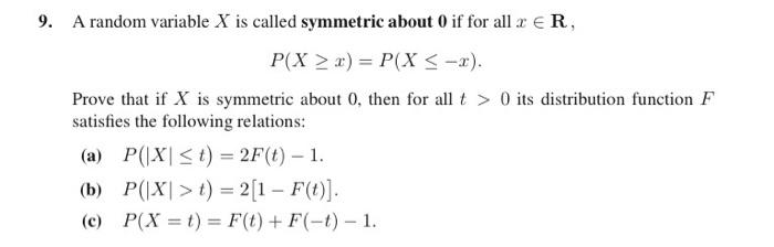 Solved A random variable X is called symmetric about 0 if | Chegg.com