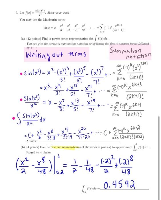 Solved 6. (12 points) Use the Trapezoid Rule with n= 5 to | Chegg.com