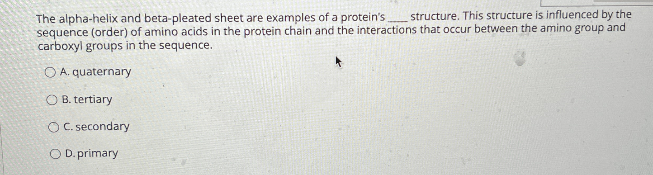 The alpha-helix and beta-pleated sheet are examples | Chegg.com