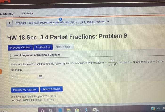 Solved WebWork alculus II(Q) webwork / | Chegg.com
