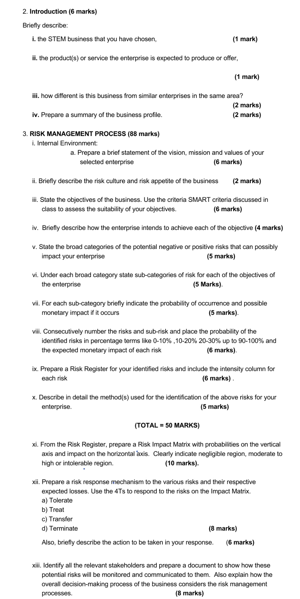 Solved Introduction (6 ﻿marks)I have chosen my STEM business | Chegg.com