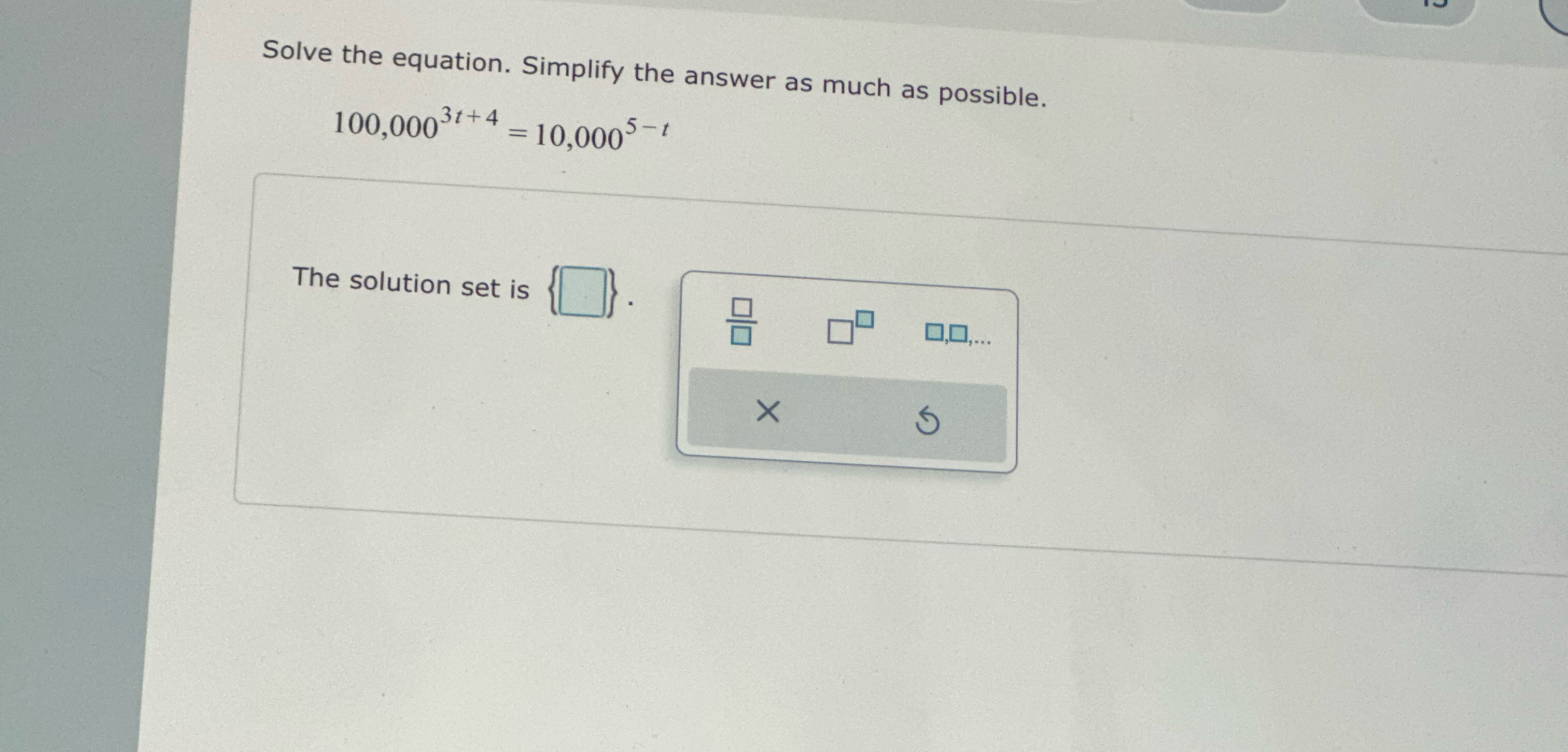 Solved Solve the equation. Simplify the answer as much as | Chegg.com