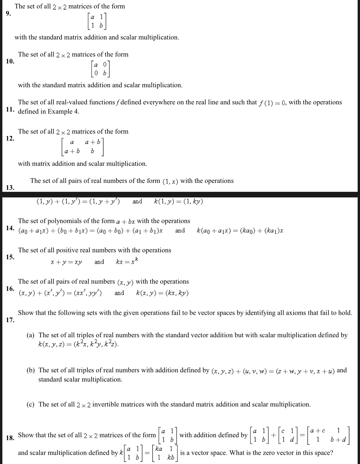 Solved The set of all 2×2 ﻿matrices of the form9.[a11b]with | Chegg.com