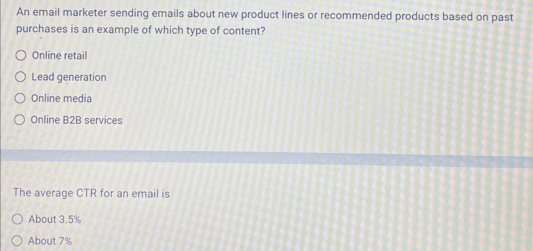 Solved An email marketer sending emails about new product | Chegg.com