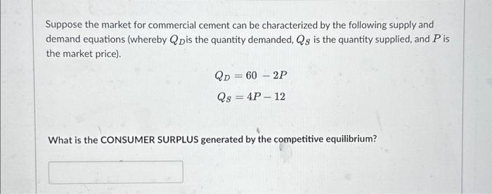 Solved Suppose the market for commercial cement can be | Chegg.com