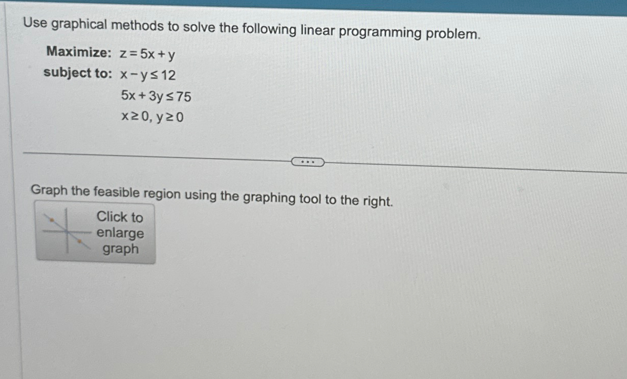 Solved Use graphical methods to solve the following linear | Chegg.com
