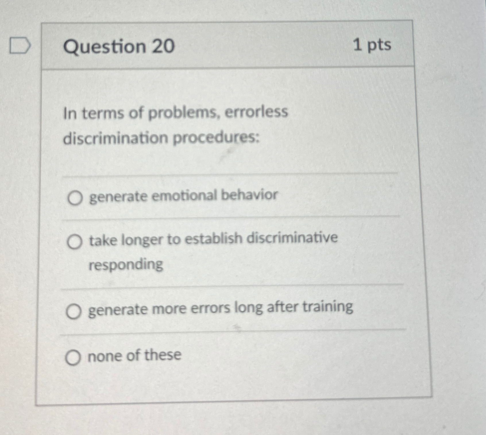 Solved Question 201ptsIn terms of problems, errorless | Chegg.com