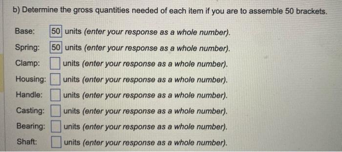 Solved b) Determine the gross quantities needed of each item | Chegg.com