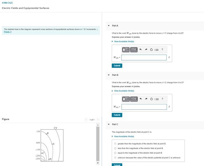 Solved (HW-chas Electric Fields and Equipotential Surfaces | Chegg.com