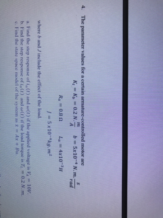 Solved 4. The parameter values for a certain | Chegg.com