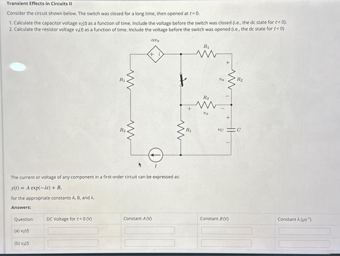 Solved Transient Effects in Circuits II Consider the circuit | Chegg.com