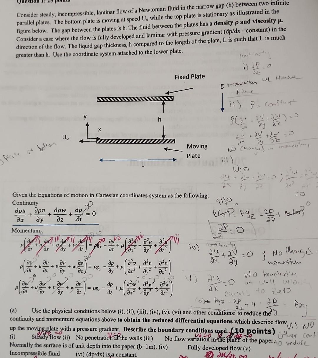 Solved Consider steady, incompressible, laminar flow of a | Chegg.com