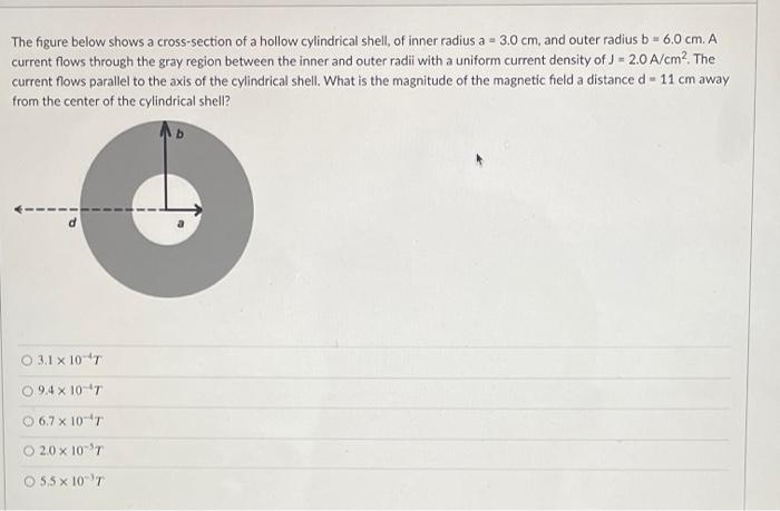 Solved The figure below shows a cross-section of a hollow | Chegg.com