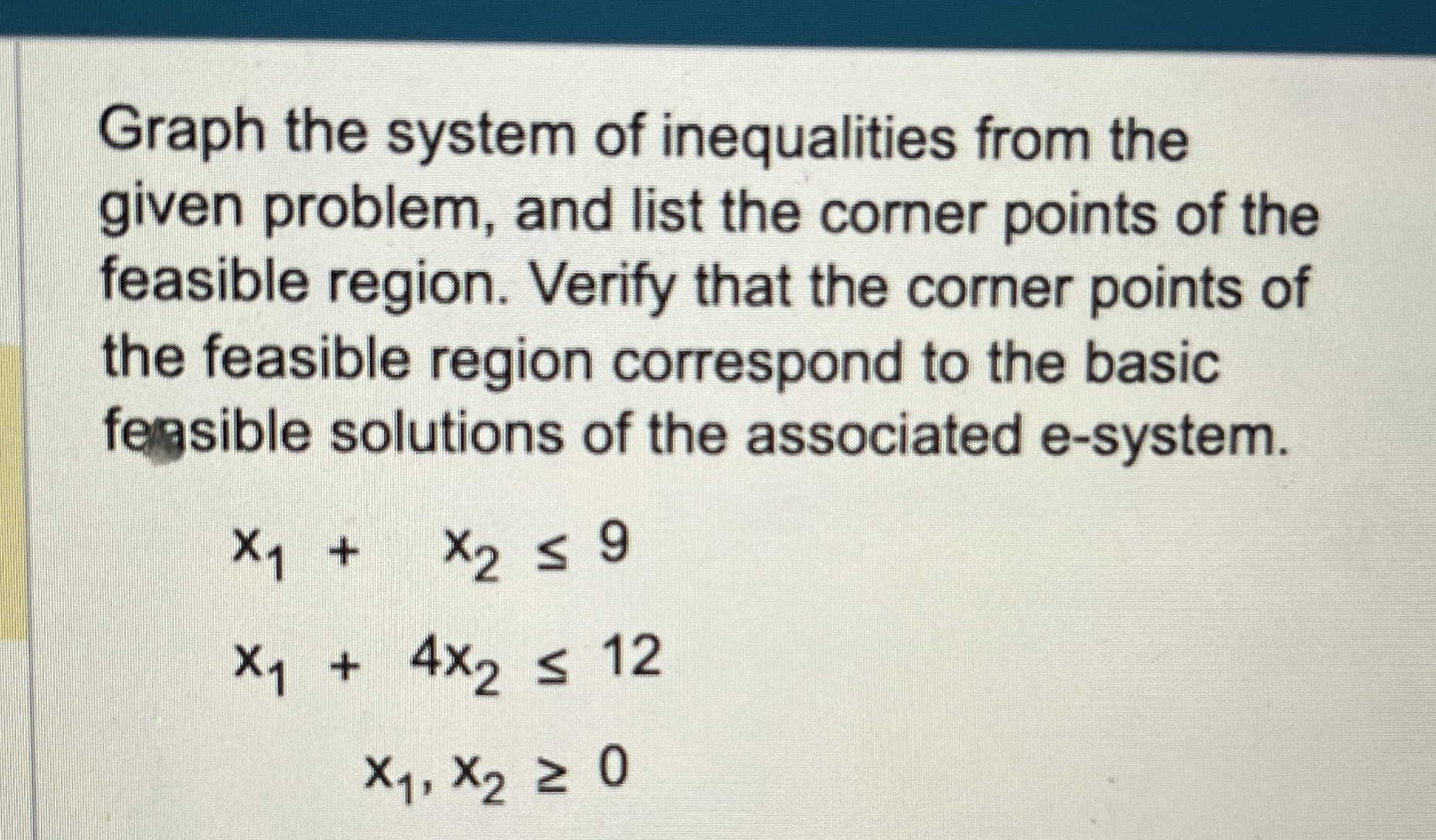 Solved Graph the system of inequalities from the given | Chegg.com