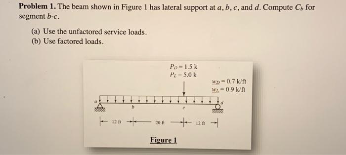 Solved Problem 1. The beam shown in Figure 1 has lateral | Chegg.com