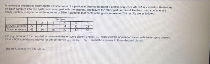 Solved A molecular biologist is studying the effectiveness | Chegg.com