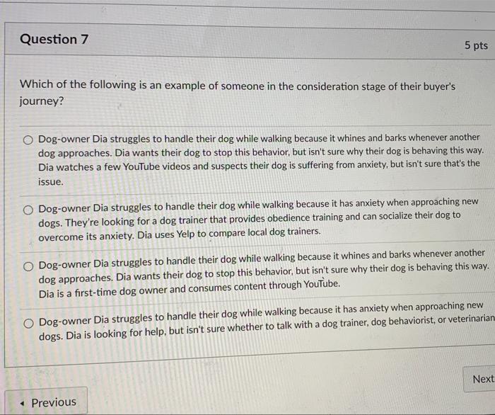 Solved Which of the following is an example of someone in | Chegg.com