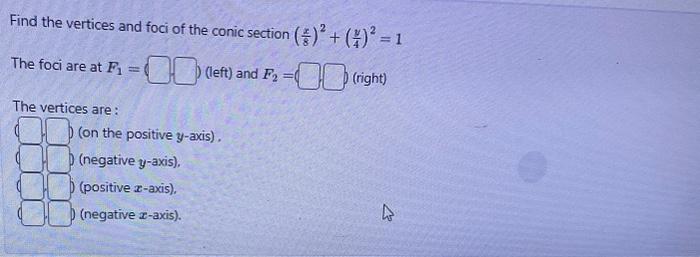 Solved Find the vertices and foci of the conic section | Chegg.com
