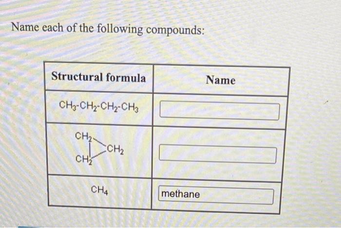 Solved Name each of the following compounds: Structural | Chegg.com