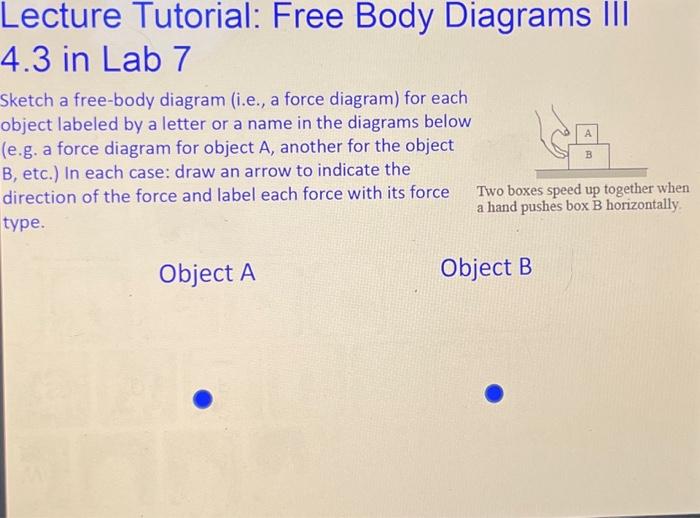 Solved Lecture Tutorial: Free Body Diagrams III 4.3 in Lab 7 | Chegg.com