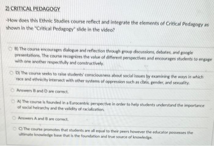 How does this Ethnic Studies course reflect and | Chegg.com