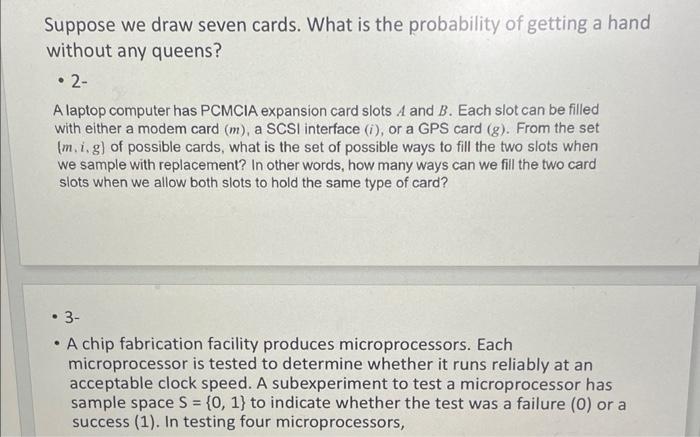 Solved Suppose we draw seven cards. What is the probability | Chegg.com