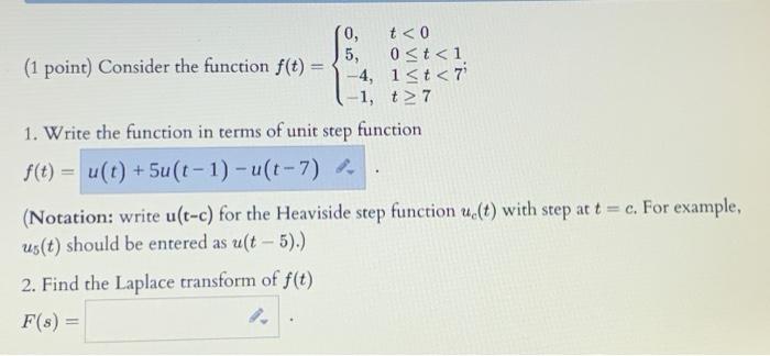 Solved 6.3.3Consider the function f(t) = (0, 5, t