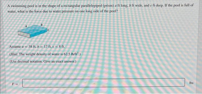 Solved A swimming pool is in the shape of a rectangular | Chegg.com