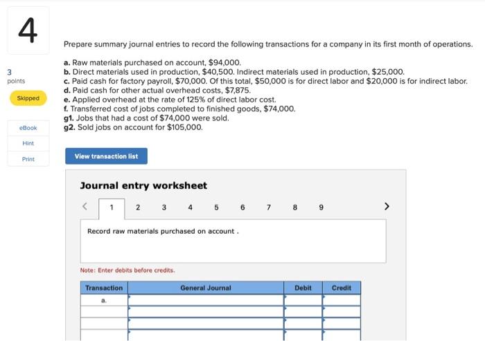 Solved 4 3 points Prepare summary journal entries to record | Chegg.com