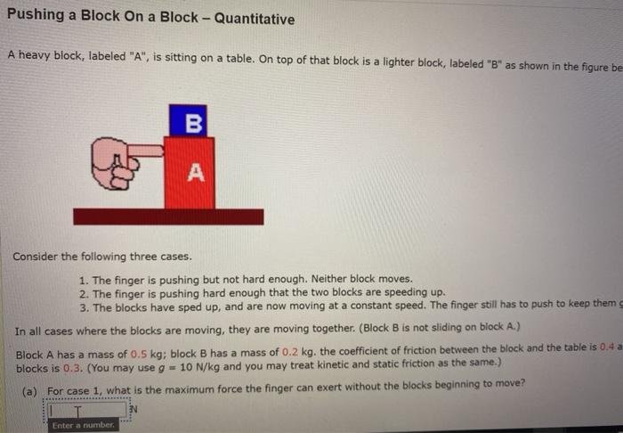 Solved A heavy block, labeled "A", is sitting on a table. On | Chegg.com