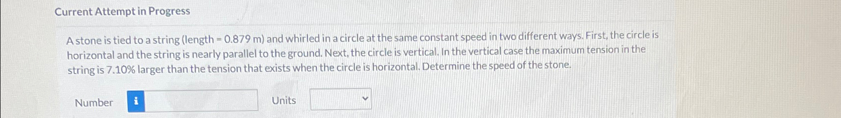 Solved Current Attempt in ProgressA stone is tied to a | Chegg.com